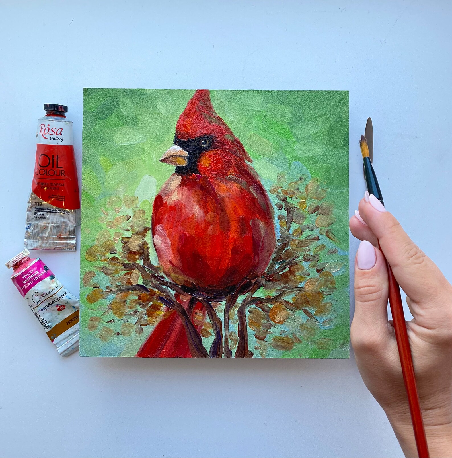 Cardinal Painting Red Bird Original Art Red Cardinal Wall Art - Etsy