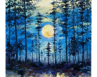 Full Moon Painting | Etsy