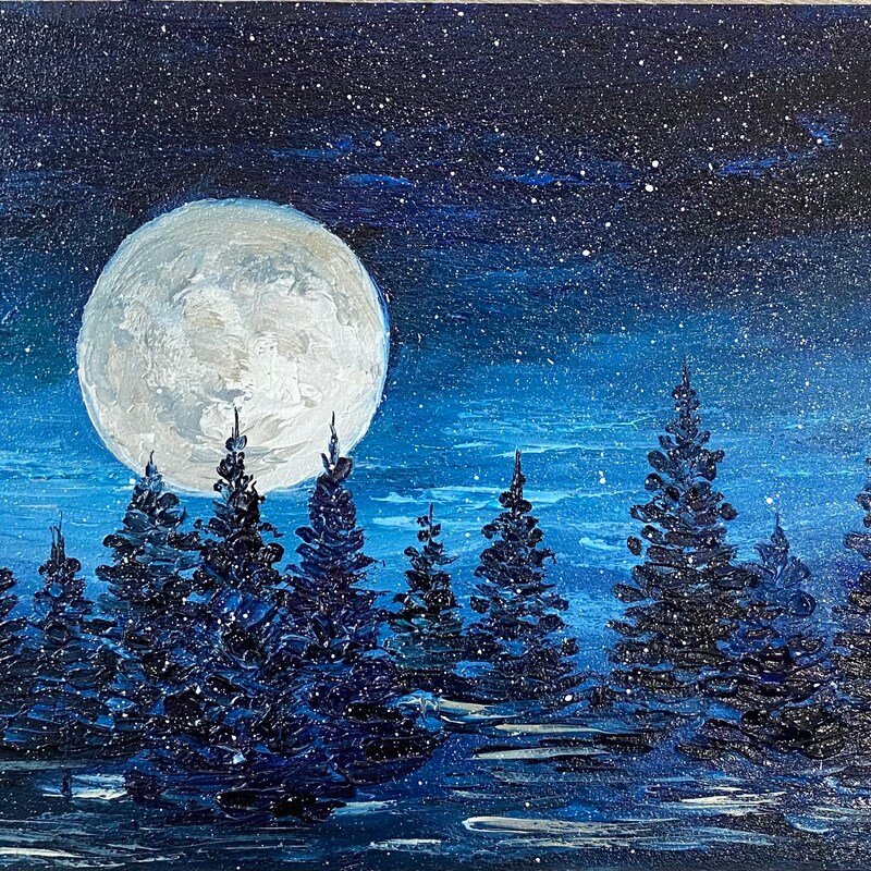 Full Moon Painting - Etsy