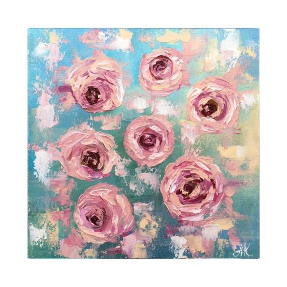 Rose Painting Original Art Abstract Rose Painting Floral Art | Etsy