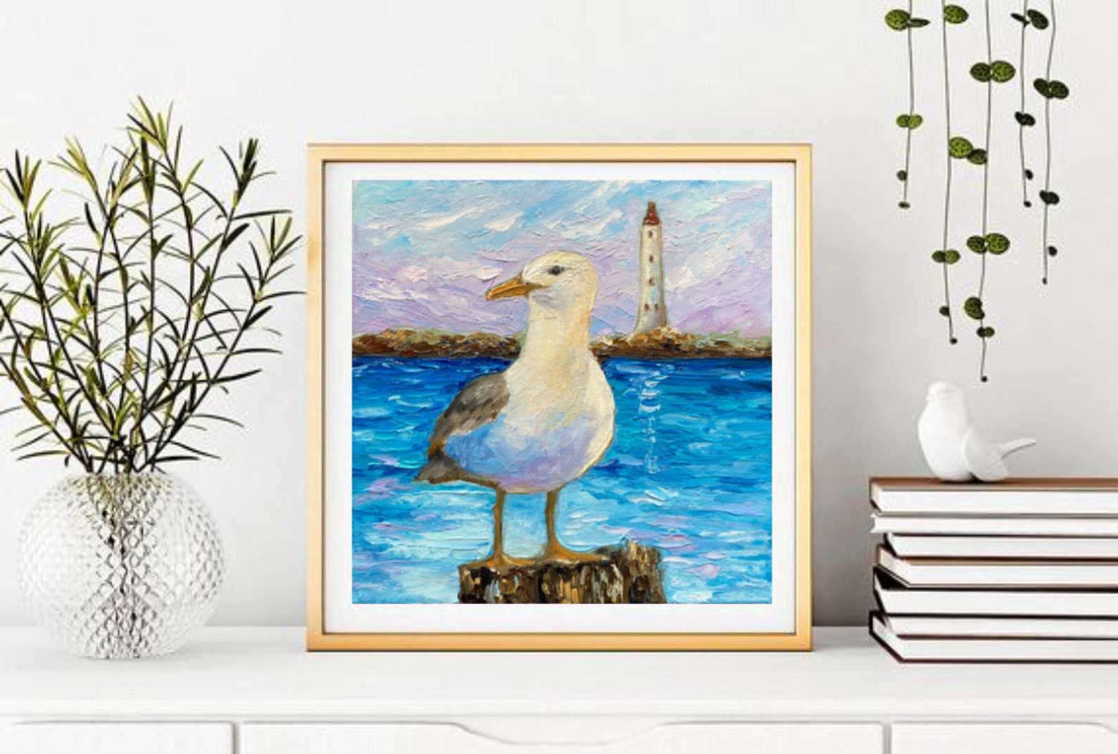 Seagull Painting Bird Original Art Seagull Wall Art Seascape - Etsy