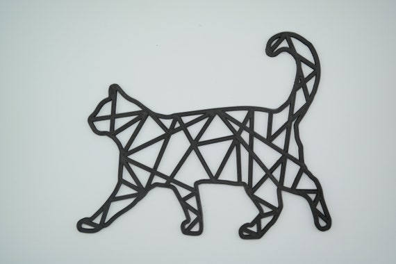 Geometric Shape Cat wall art 3d printed Cat Wall Decor | Etsy