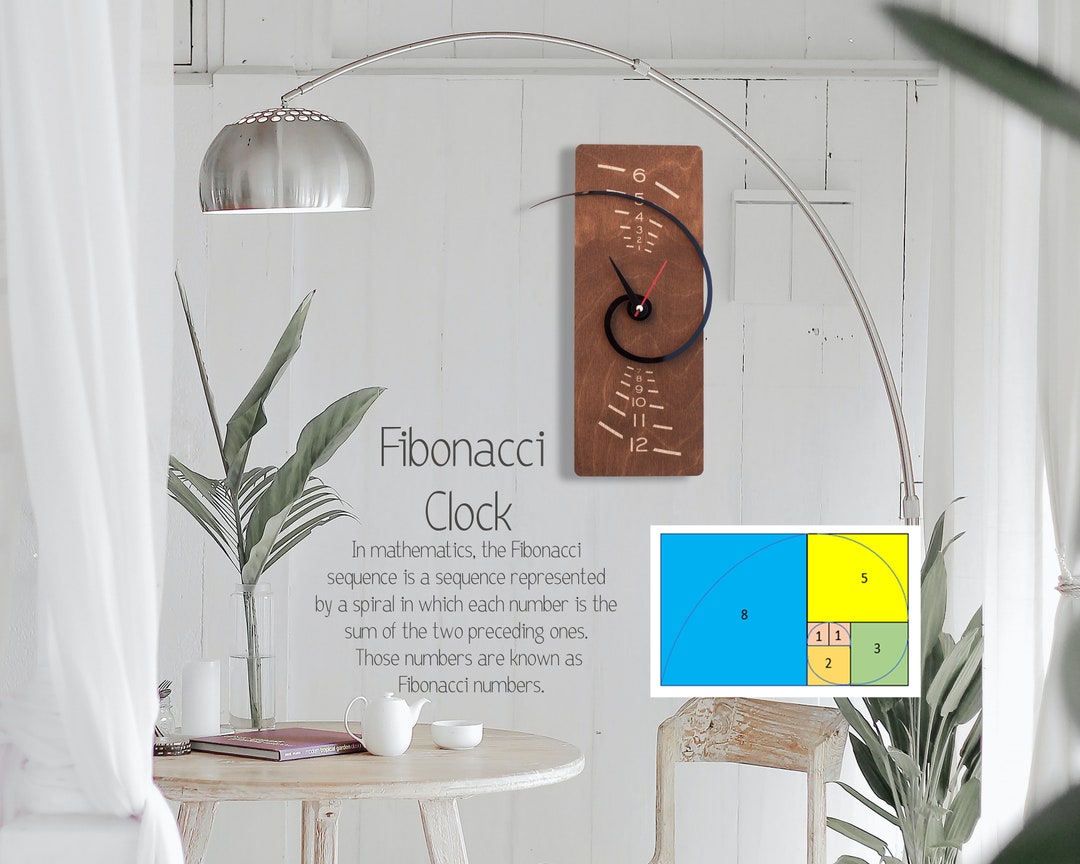 Fibonacci Clock Wood Clock Cool Clock Office Clock Mother Gift Trippy ...