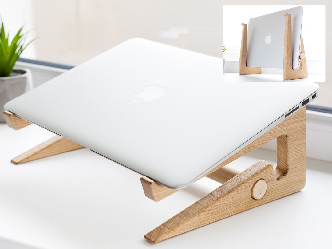 Wooden Laptop Stand: Ergonomic Wood Laptop Riser - Etsy