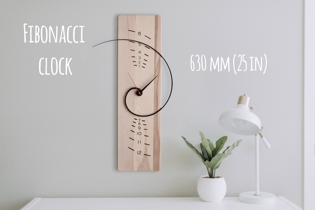 Fibonacci Clock Wood Clocks for Wall Mathematics Wall Clock Modern Wall Clock Trippy Clock ...