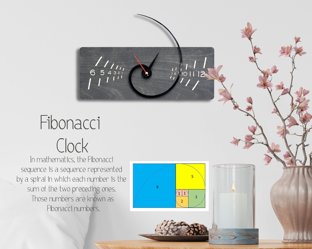 Fibonacci Clock Wood Clocks for Wall Cool Clock Office Clock Mother ...