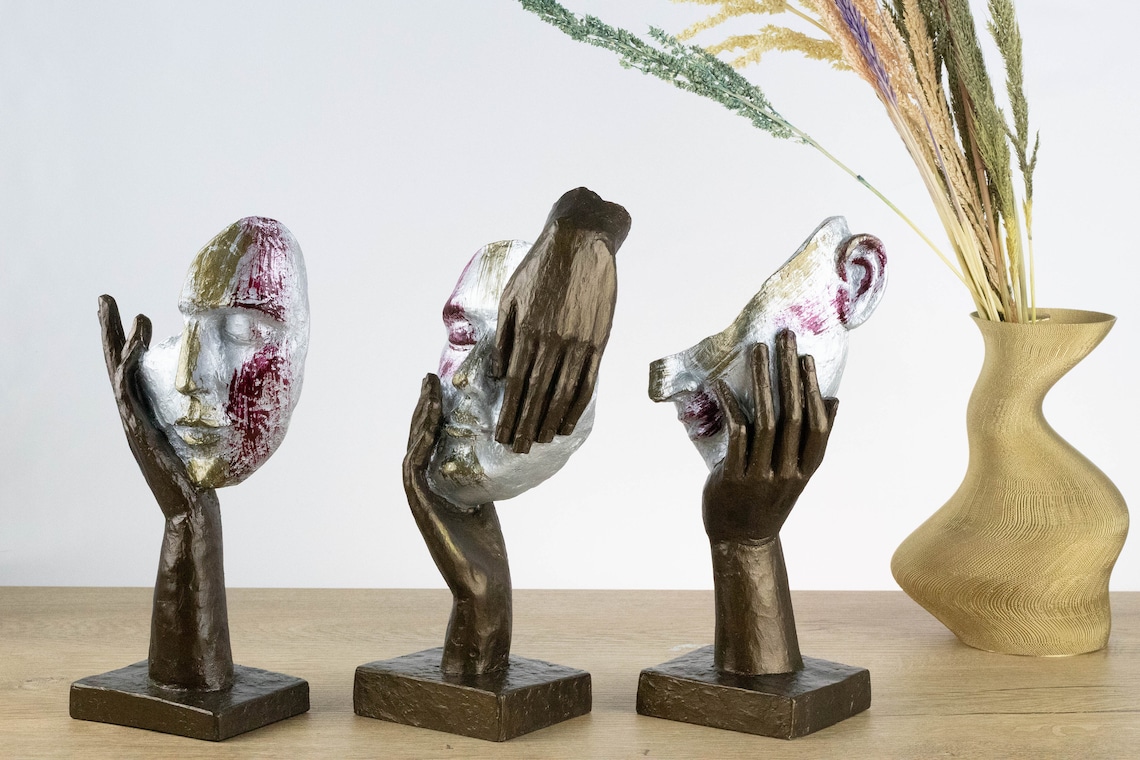 Abstract Unique Set Sculpturehand Signs Woman Figure Face - Etsy