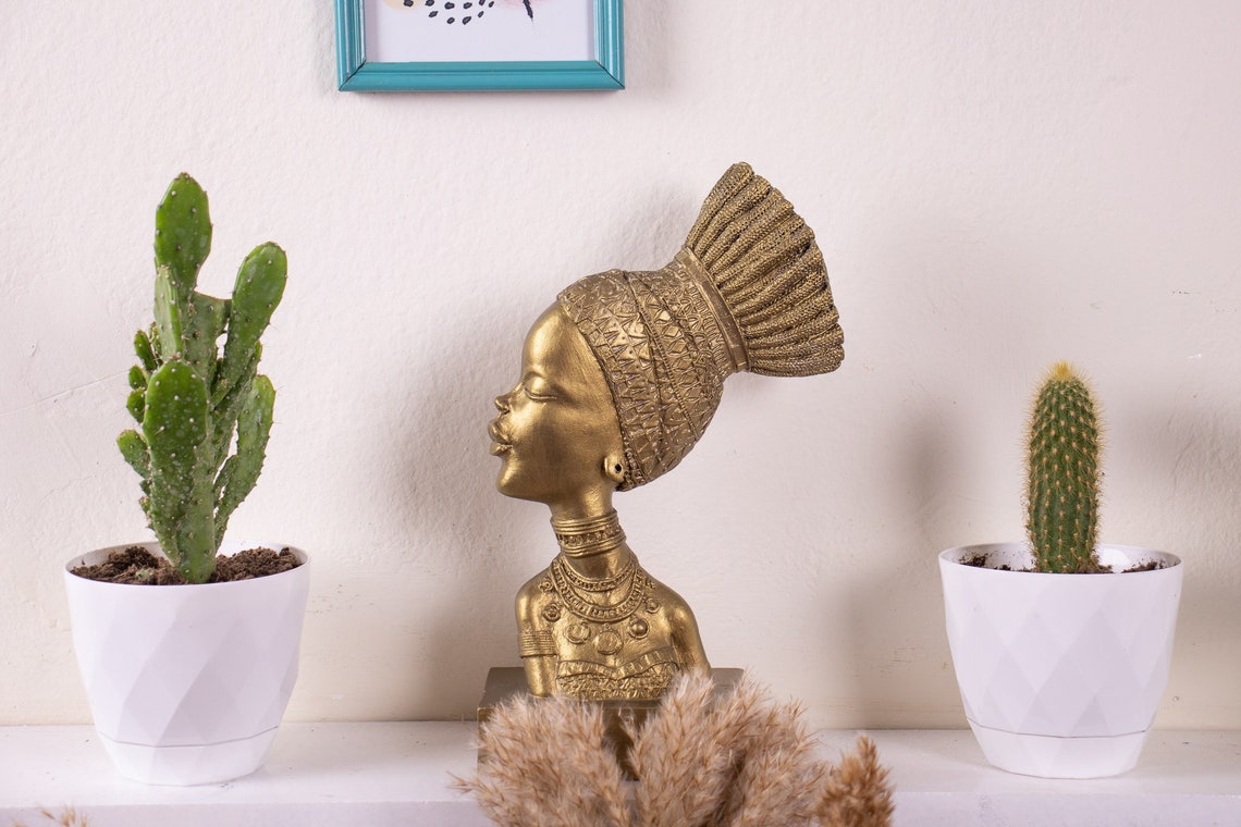 African Statuebronze Women Sculptureafrican Gold Statue | Etsy
