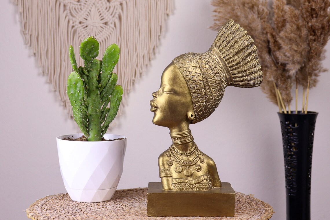 African Statuebronze Women Sculptureafrican Gold Statue | Etsy