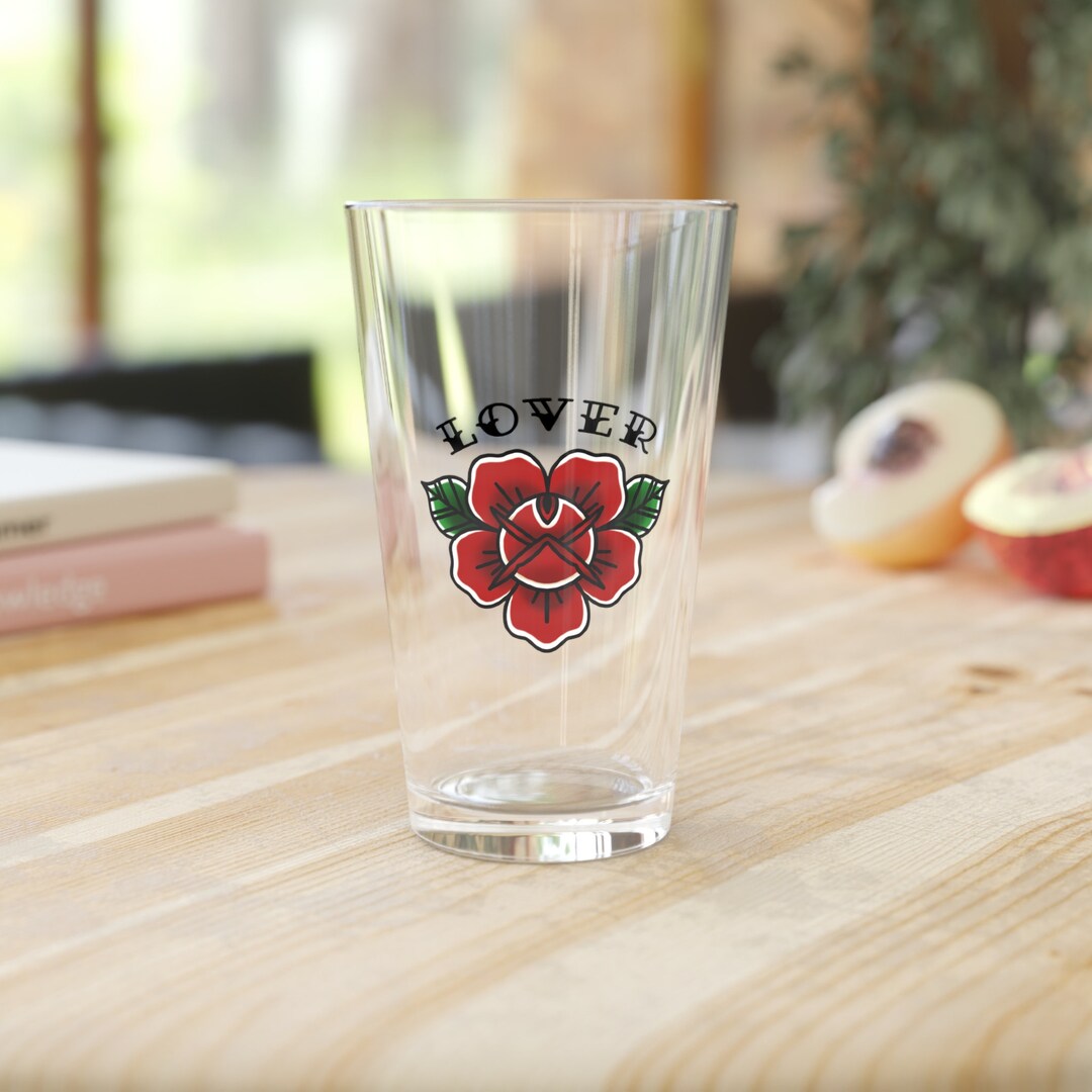 Lover Tattoo Rose Pint Glass - Etsy