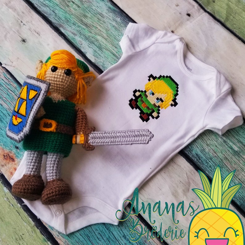 Link & Zelda Embroidery Bodysuit. Legend of Zelda Baby | Etsy