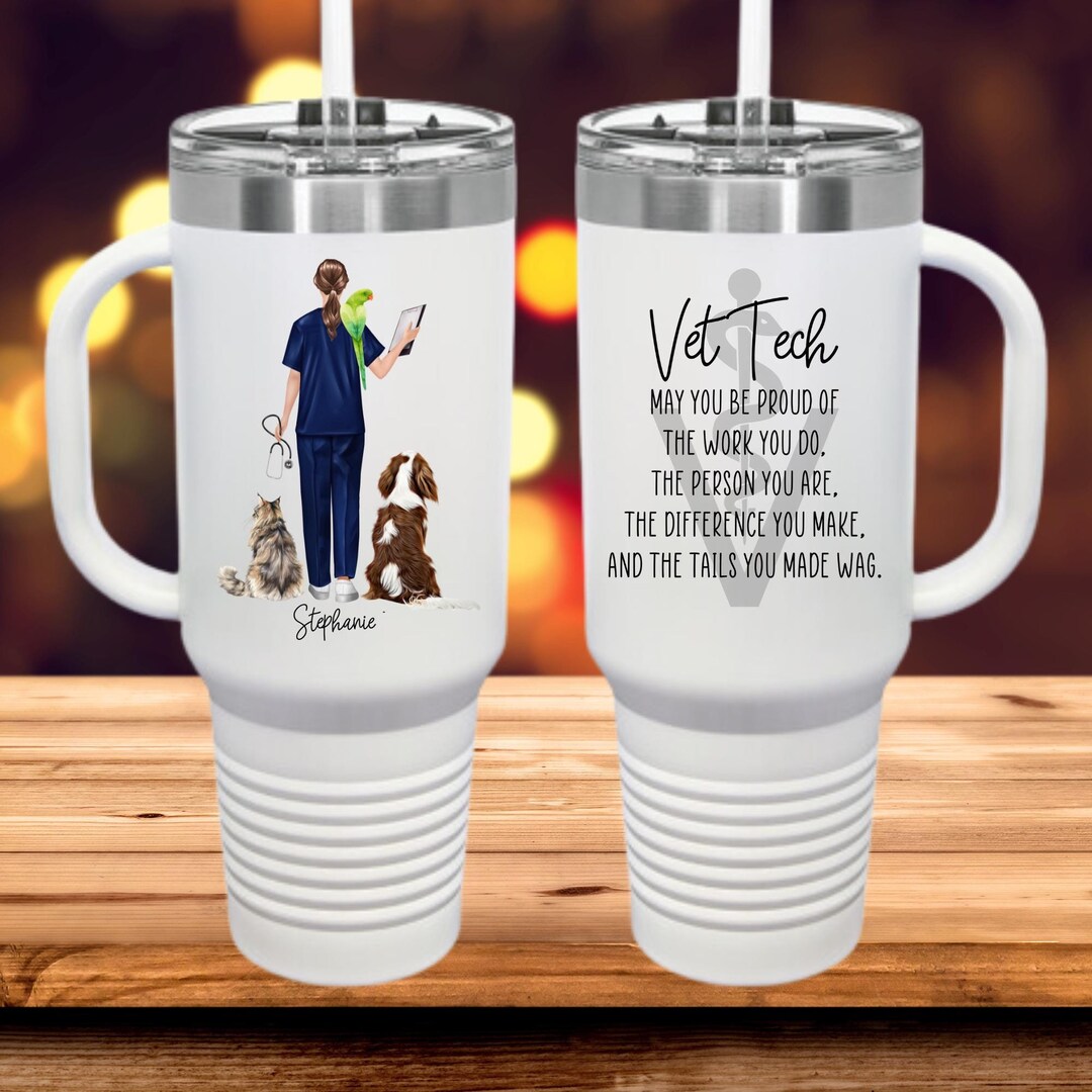 Vet Tech 40 Oz Tumbler, Veterinarian Tumbler, VMT Gifts, Custom ...