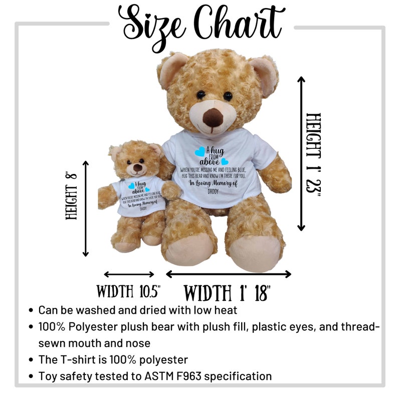 Memory Bear, Sympathy Bear, Memorial Bear, Loss of Father, Kids ...