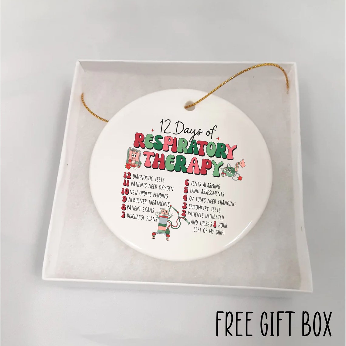 Christmas Respiratory Therapy Gifts, RRT Ornament, Respiratory ...