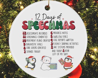 Speech Therapy Ornament, SLP Ornament, Speech Language Pathologist, 12 ...