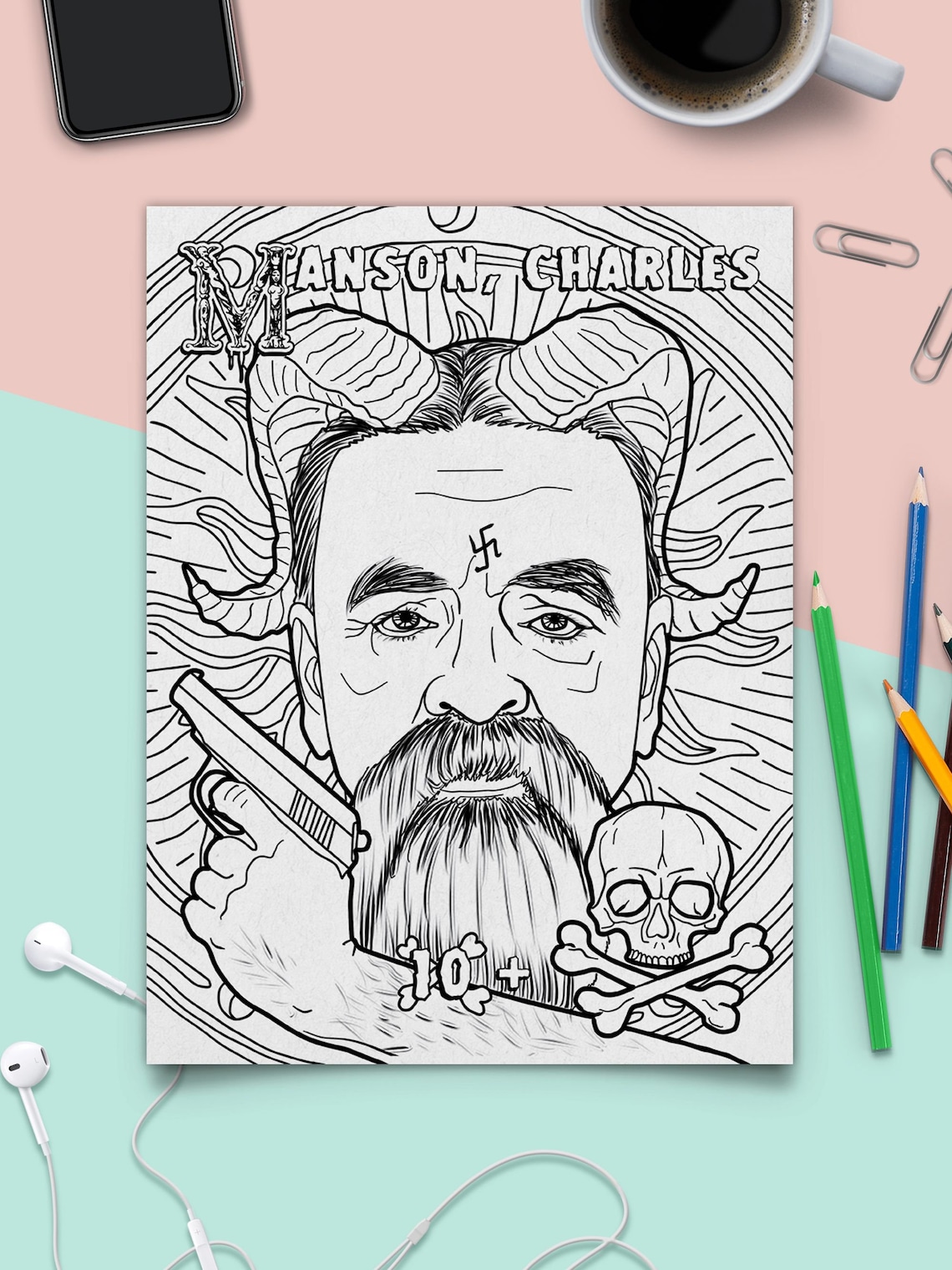 The Scariest Serial Killers Coloring Book. Famous Murderer CHARLES ...