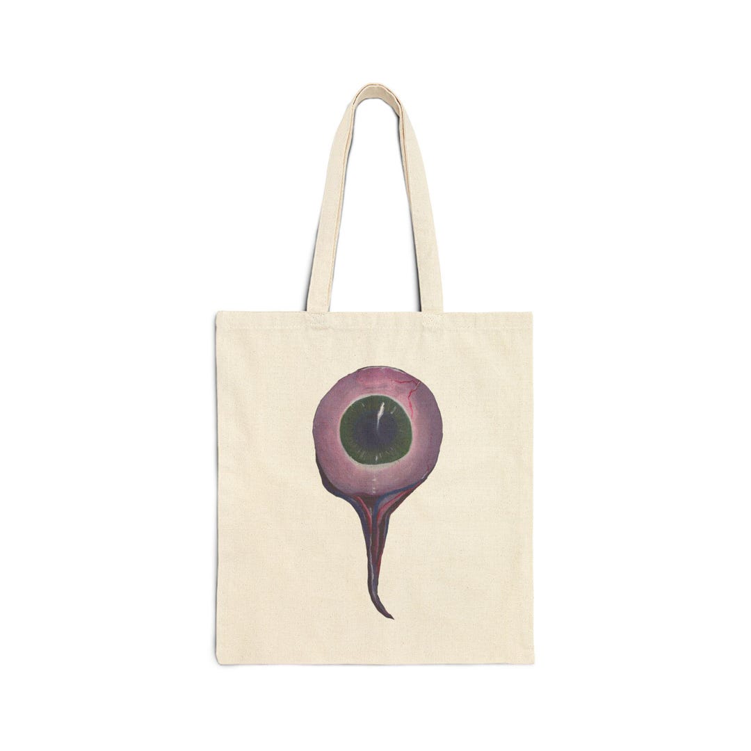 Eyeball Drip Canvas Tote Shopping Bag Knapsack Creepy Surreal ...