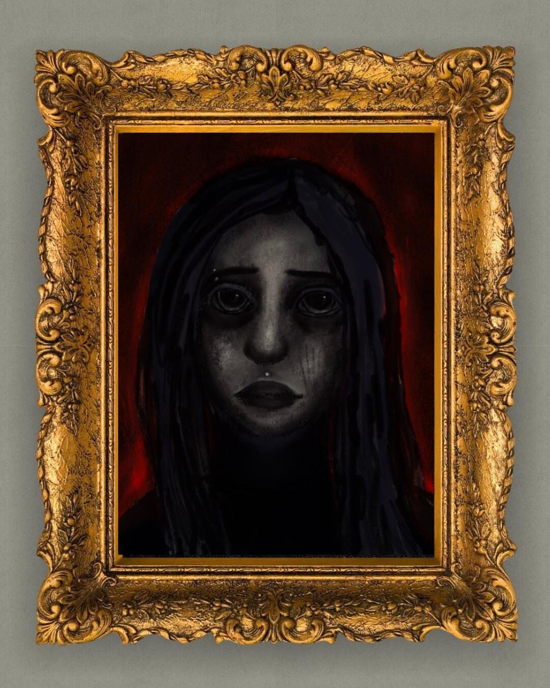Unframed Goth Woman Portrait Print, Spooky Red & Black, Gothic Wall ...