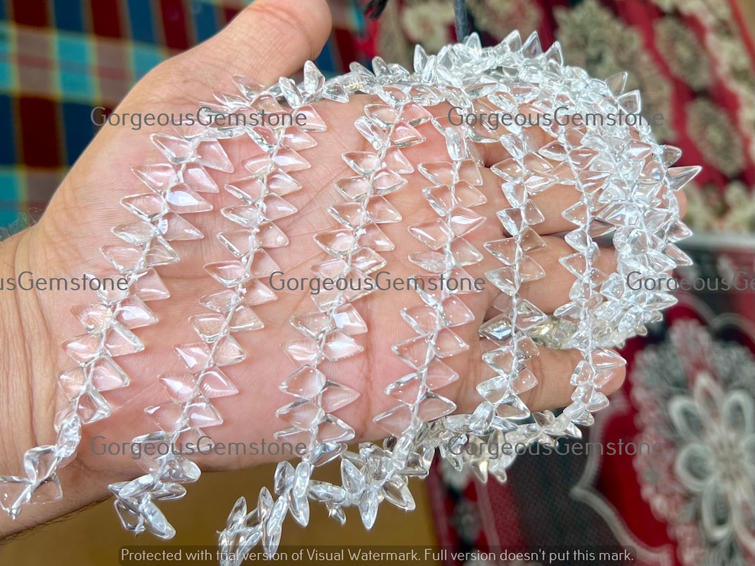 Natural Rock Crystal 7 Inch Strand Smooth Kite Shape Beads Size-10-12mm ...