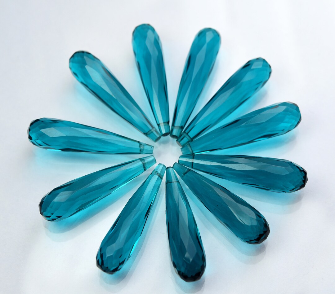 Peacock Blue Hydro Quartz Drop Beads: Faceted Long Teardrop, 8x30mm - Etsy