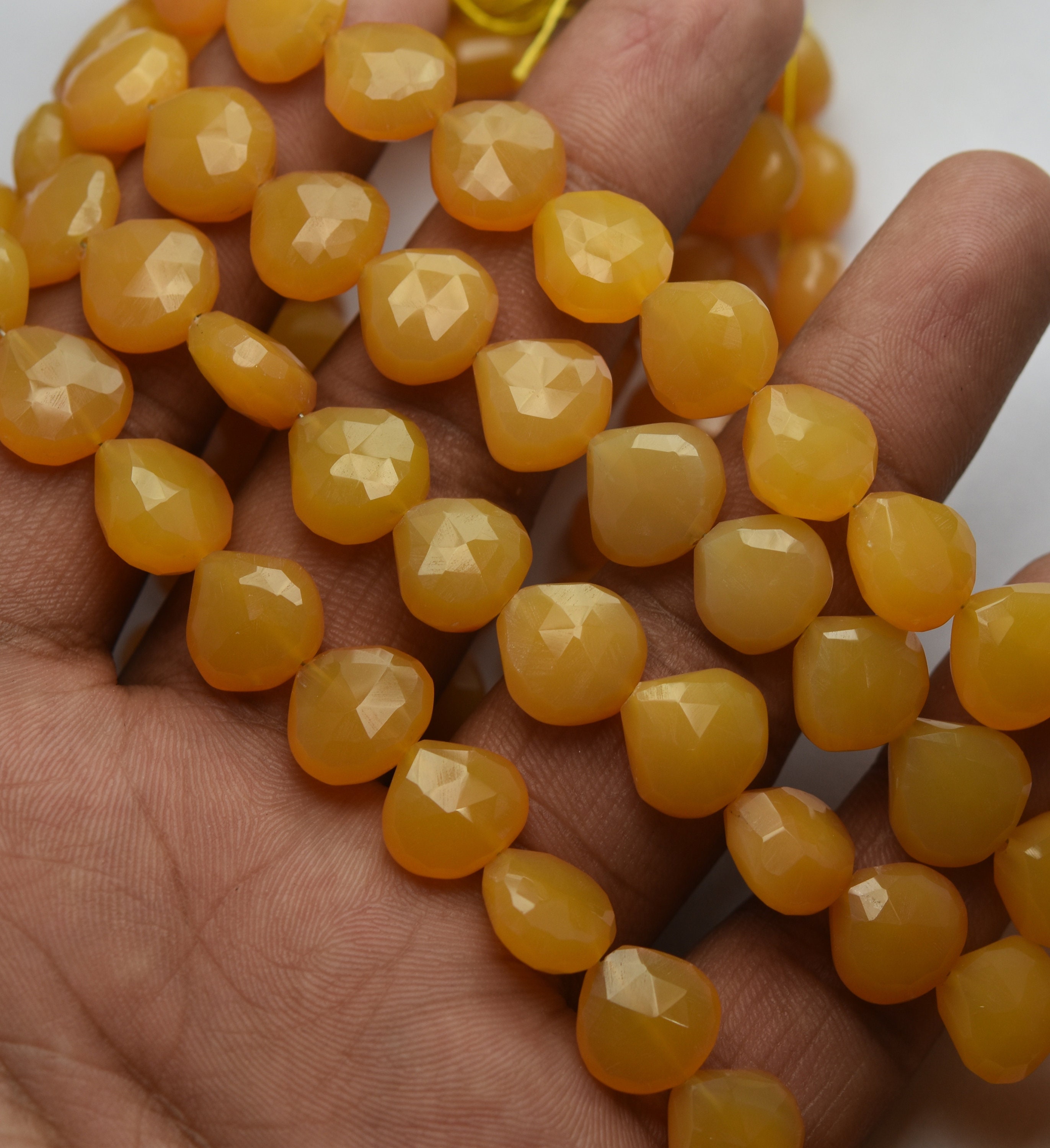8 Inches Strand, Gorgeous Quality, Yellow Chalcedony, Gemstone, Faceted ...