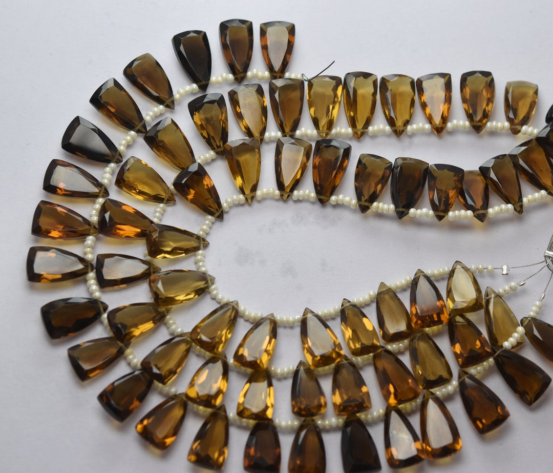 4 Beads, Gorgeous Quality, Natural Beer Quartz, Gemstone, Faceted ...