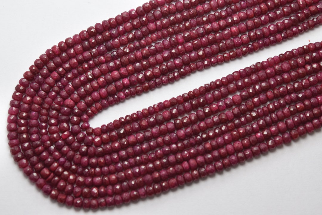 12.50 Inches Strand Gorgeous Quality Natural Dyed Ruby Faceted ...