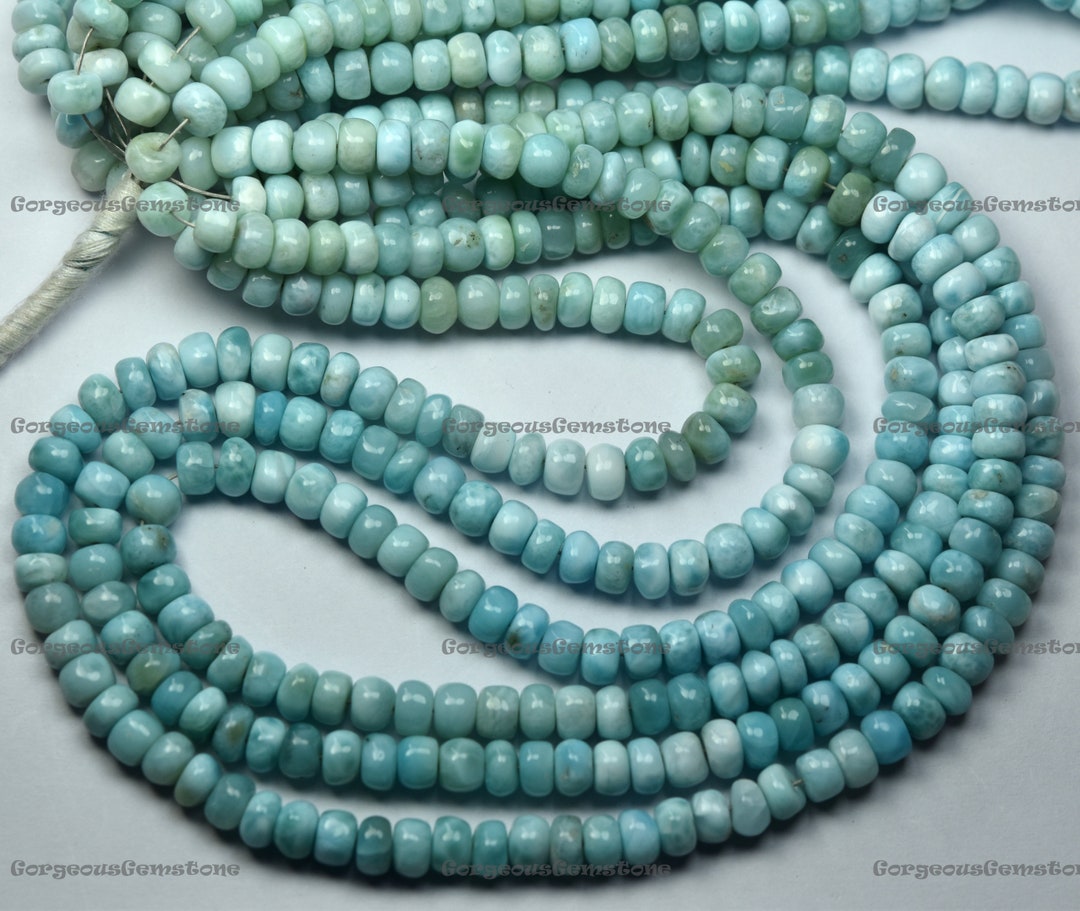 Buy 8 Inches Strands Natural Larimar Smooth Rondelles Shape Beads Size ...