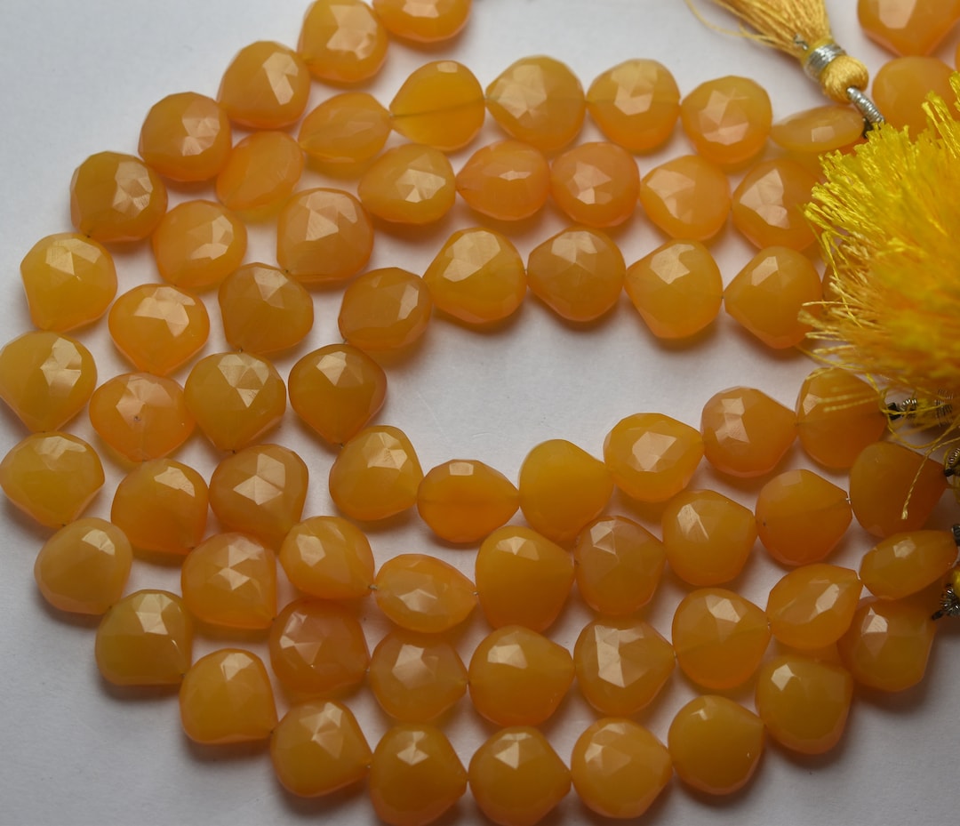 8 Inches Strand, Gorgeous Quality, Yellow Chalcedony, Gemstone, Faceted ...