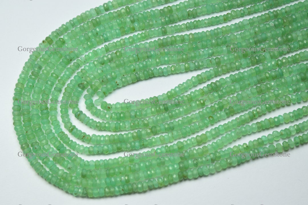 12 Inch Strand Gorgeous Quality Natural Chrysoprase Faceted Rondelles ...