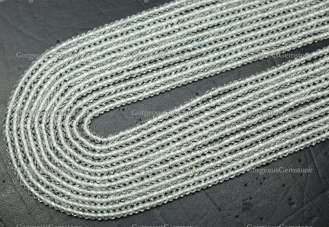 12 Inch Strand Gorgeous Quality White Zircon Faceted Rondelle Shape ...