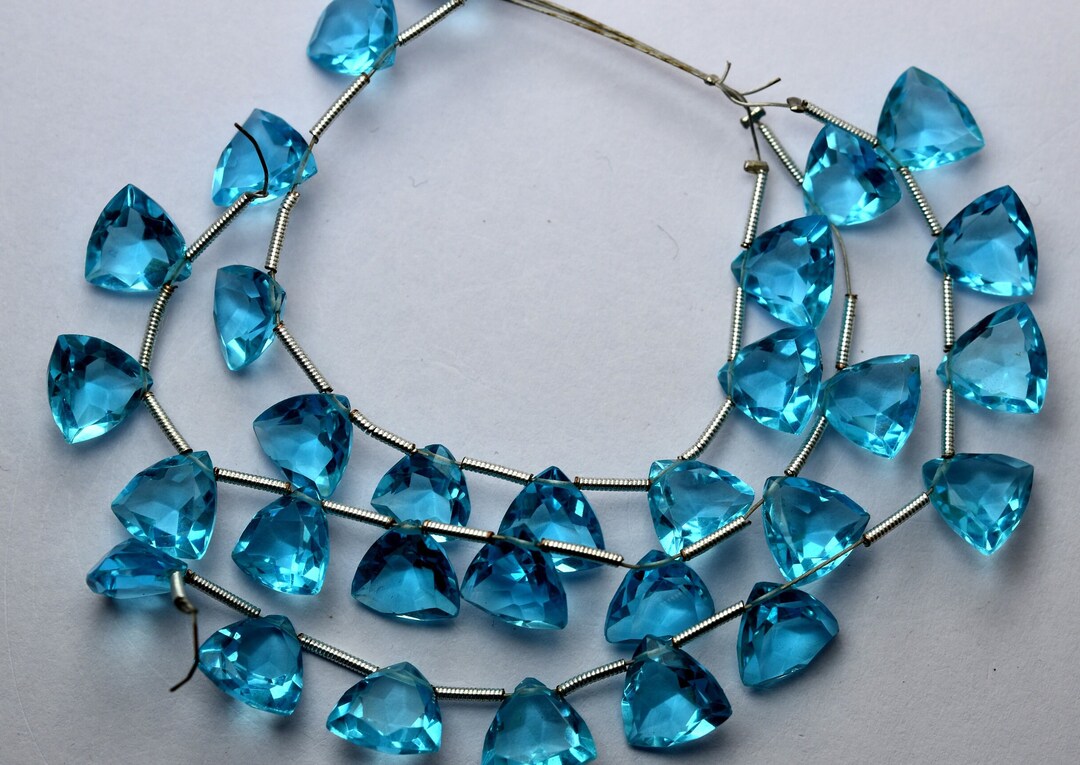 Gorgeous Quality, London Blue Hydro Quartz Faceted Trillion Beads Size ...