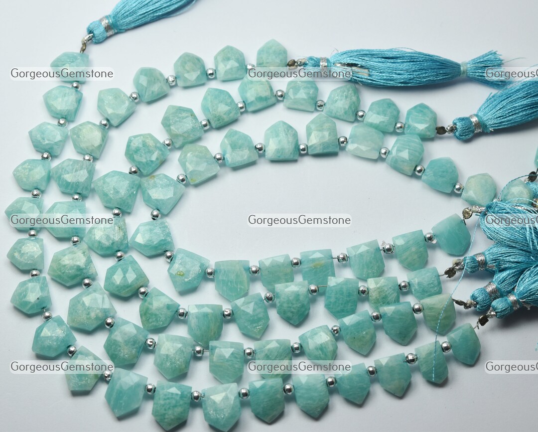 8 Inches Strand Gorgeous Quality Natural Amazonite Faceted Fancy Hut ...