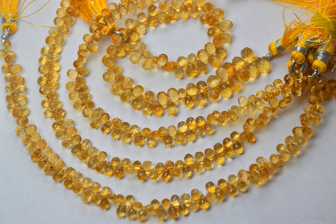 8 Inches Strands, Gorgeous Quality, Natural Citrine, Gemstone, Side ...