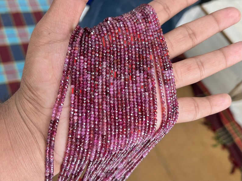 12 Inch Strand Super Quality Natural Ruby Faceted Round Shape Beads ...