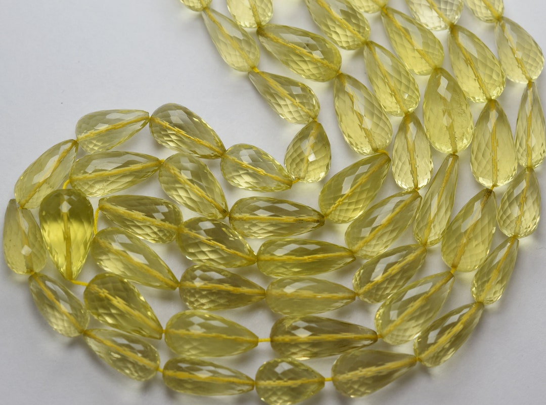 16 Inches Strands, Gorgeous Quality, Natural Lemon Quartz, Center ...