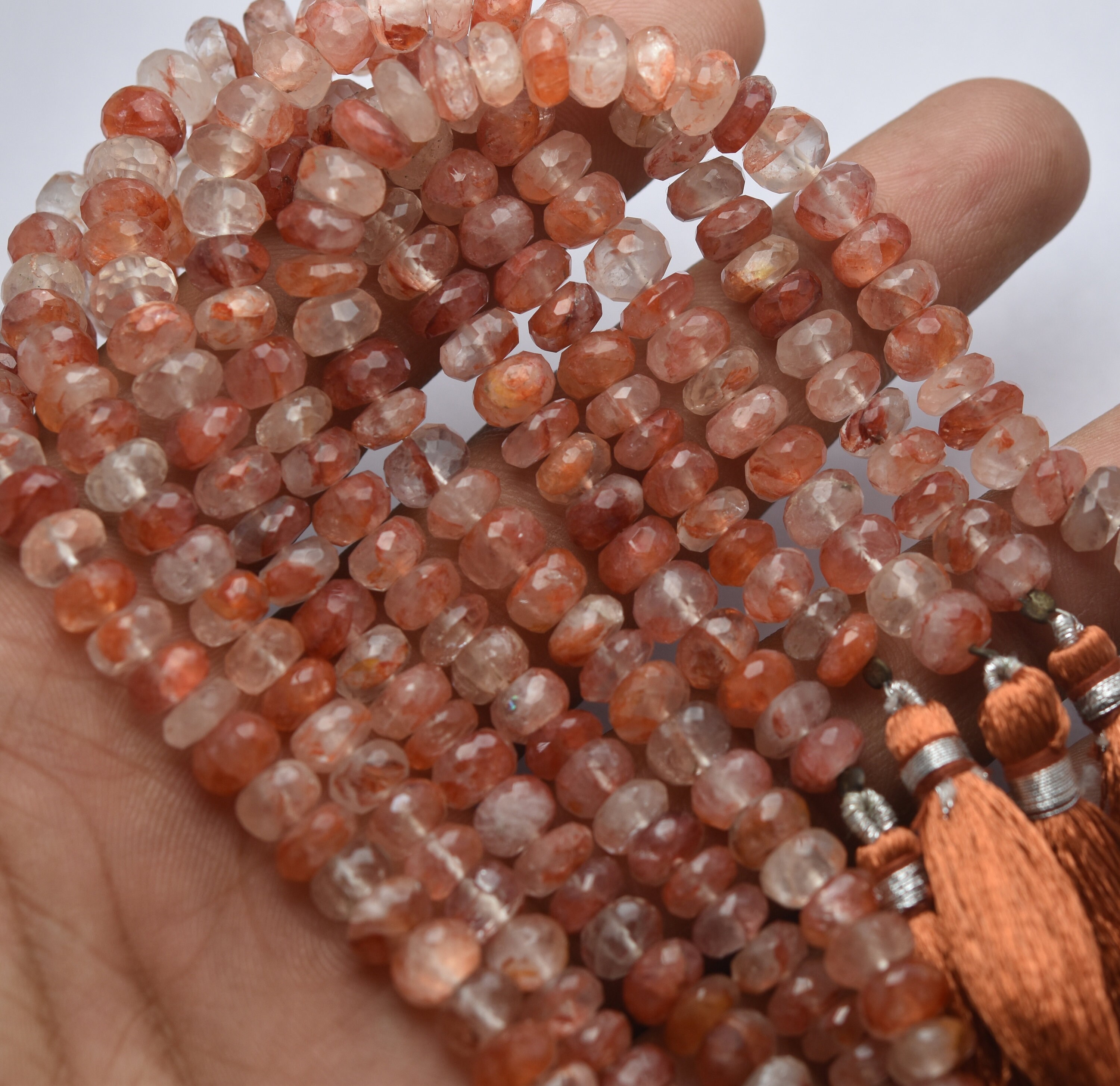 8 Inches Strand, Gorgeous Quality, Natural Orange Rutile, Gemstone ...