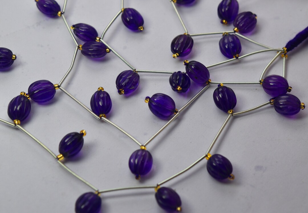 4 Match Pair Gorgeous Quality Natural Purple Amethyst Carved Oval Shape ...