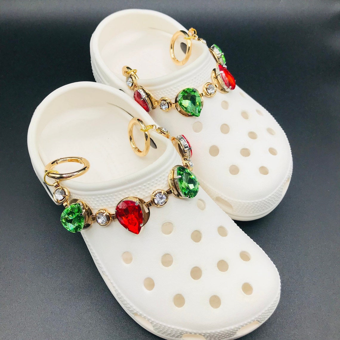 Crocs Chain Charm With Red and Green Luxury Crystal With - Etsy