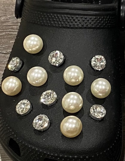 Crocs Charms Crystal Silver Diamonds and Pearls Set. Charms - Etsy
