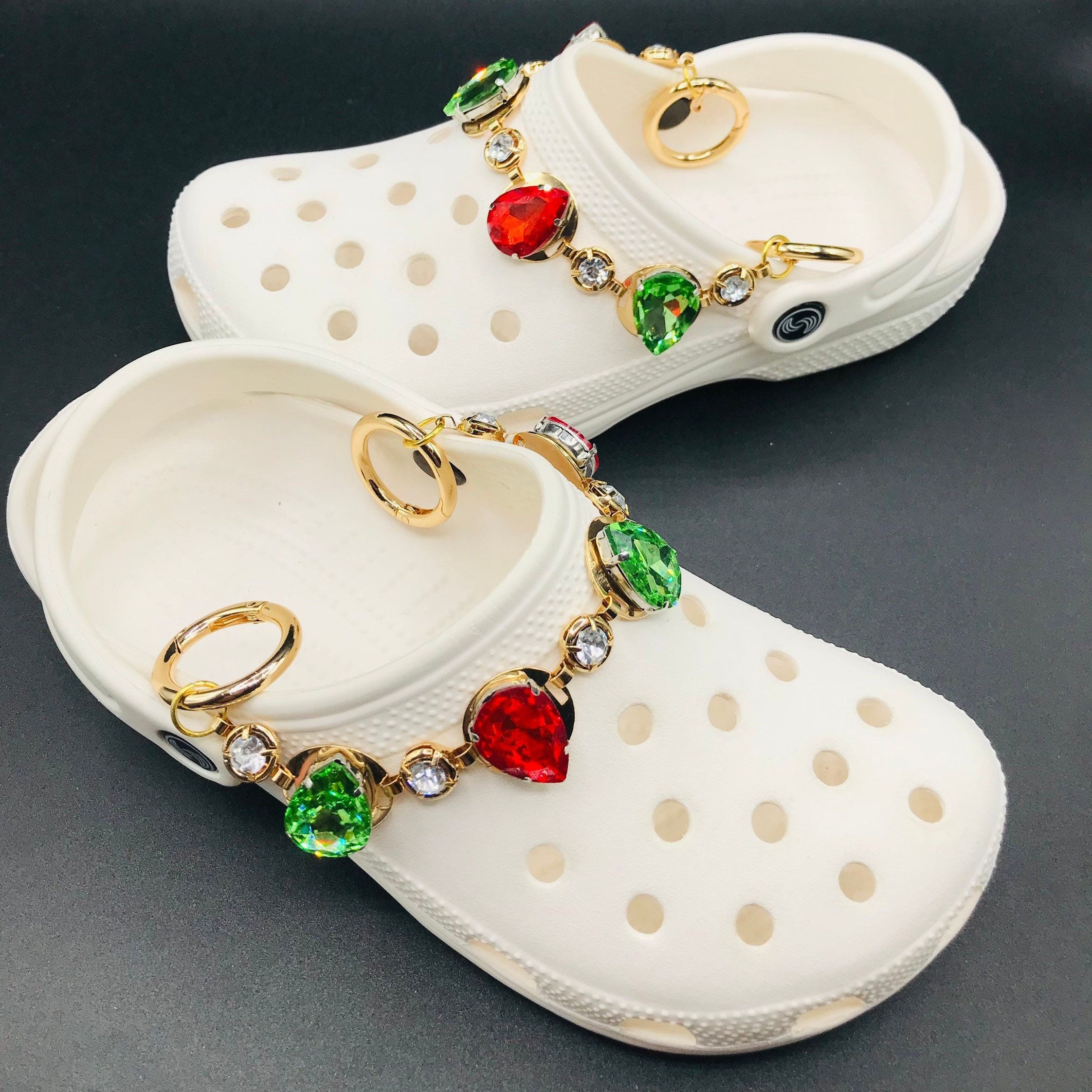 Crocs Chain Charm With Red and Green Luxury Crystal With - Etsy