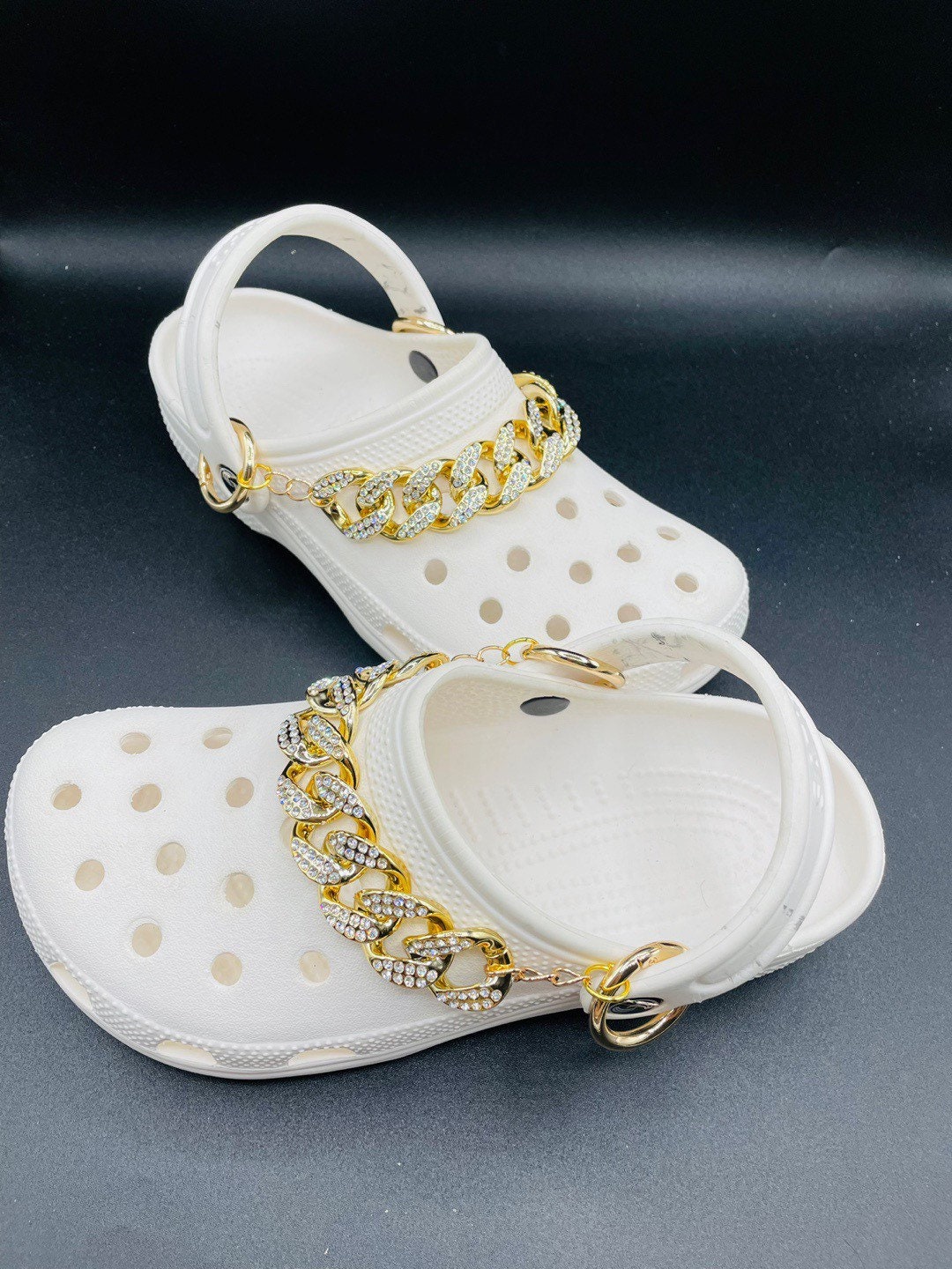 Crocs Bling Gold Rhinestone Chain Charms. Limited Style Chain - Etsy