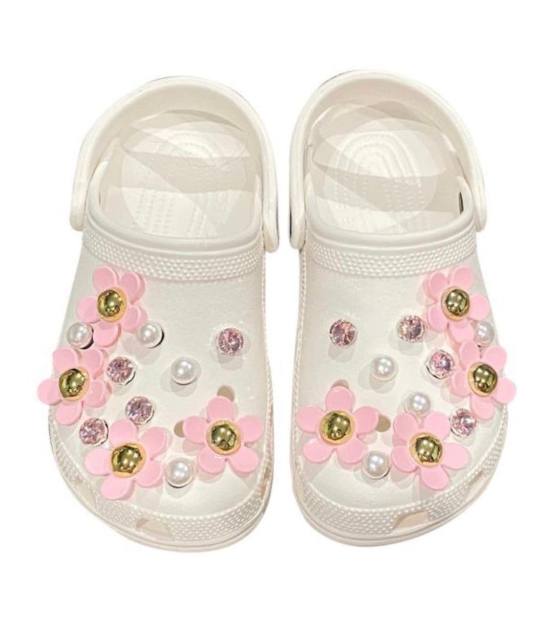 Crocs Charm PINK Daisy Floral / Pearl / Diamond (12pcs / 24pcs) Shoe ...