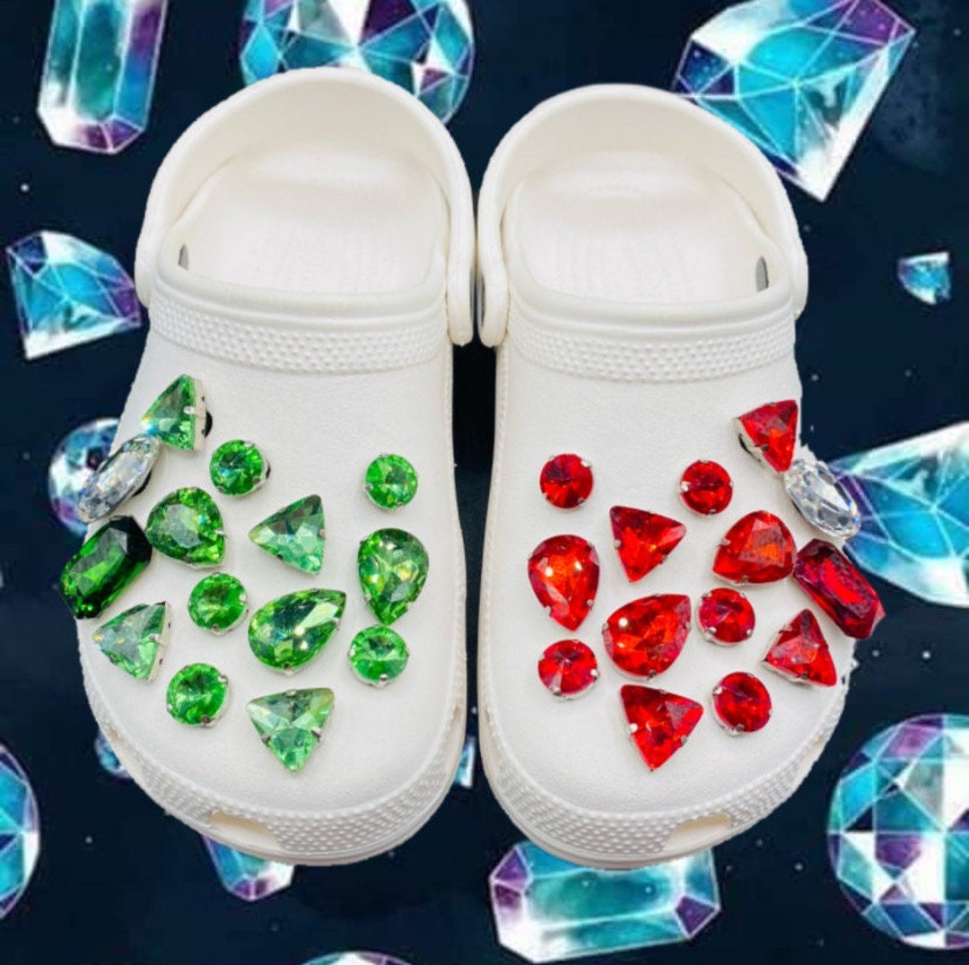 Crocs High Quality Red and Green Luxury Crystal Charms for Your Crocs ...