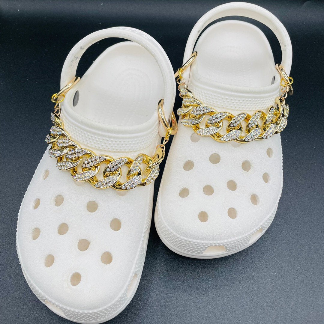 Crocs Bling Gold Rhinestone Chain Charms. Limited Style Chain - Etsy