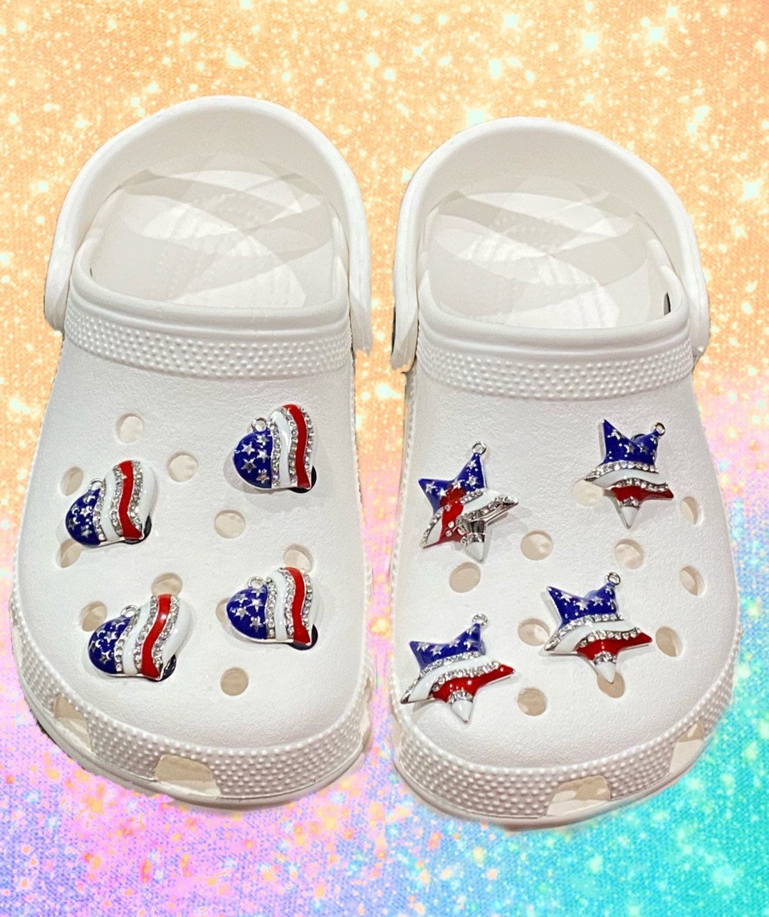 Crocs Charm America Stars & Hearts for Shoe Decoration Set. Charms for ...