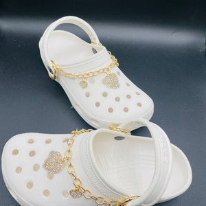 Crocs Chain Charm With Lovely Bling Gold Heart Chains for Suitable ...