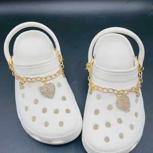 Crocs Chain Charm With Lovely Bling Gold Heart Chains for Suitable ...