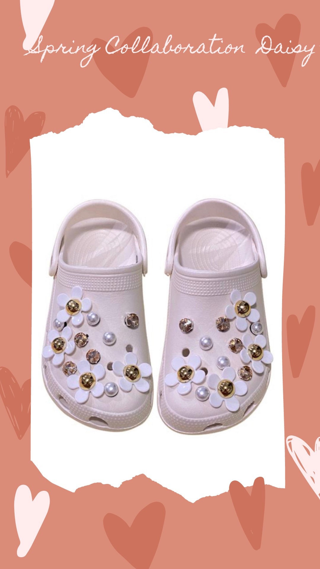 Crocs Charm WHITE Daisy Floral / Pearl / Diamond (12pcs / 24pcs) Shoe ...
