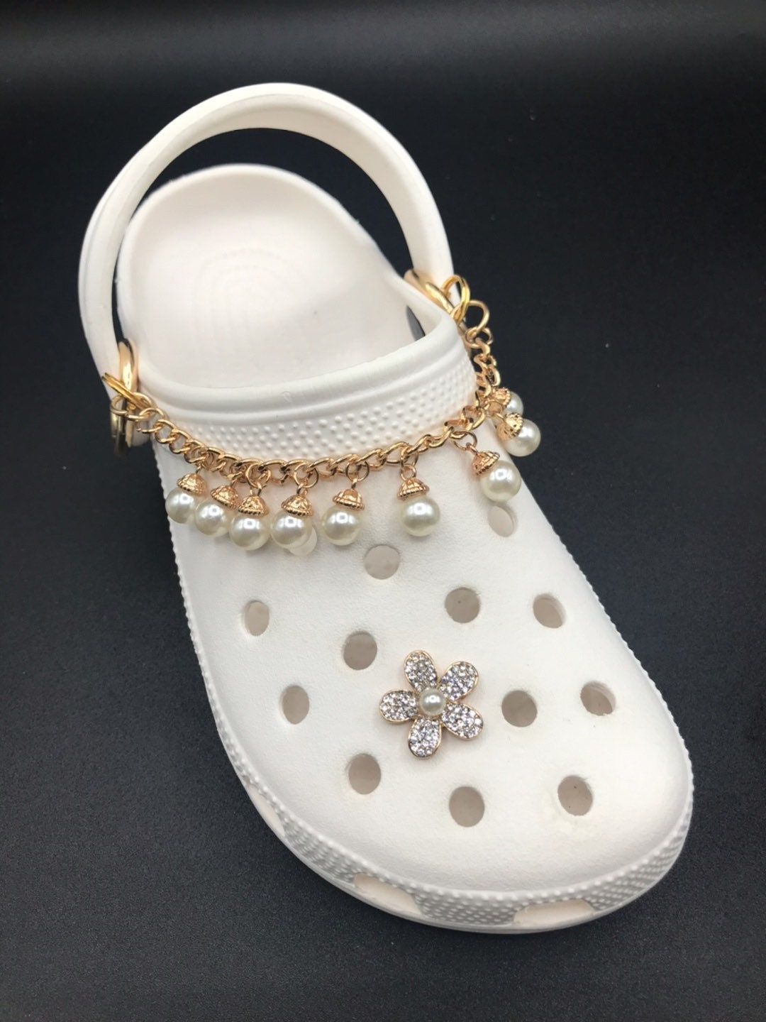 Crocs Chain Charm With Luxury Pearl Gold Chain for Suitable - Etsy